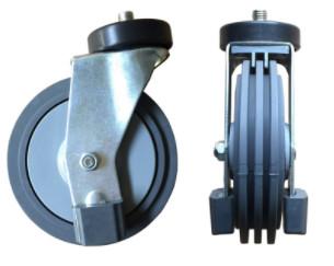 China Escalator PU Caster Wheels For Supermarket Shopping Cart Trolley 5 Inch for sale