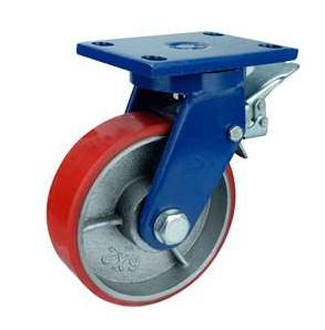 China Super Heavy Duty PU Cast Iron Casters 1800kgs for sale