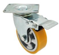China Orange PU Aluminium Castor Wheel 5 Inch for sale