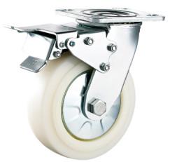 China 6'' Heavy Duty Nylon Polyamide Swivel Top Palte Caster With Double Brake for sale