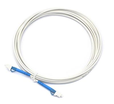 China Low Insertion Loss LC Patch Cord Fiber Cable Duplex Simplex White Color Jacket Bluish Connector for sale