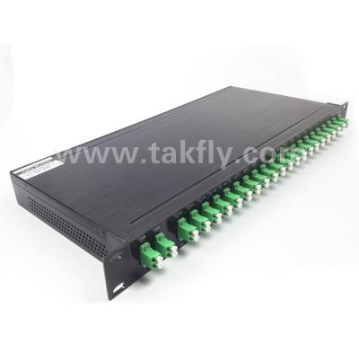 China 100GHZ AWG 40CH DWDM MUX DEMUX with Fiber Height -100-0μm and 0.9mm Cable Diameter for sale