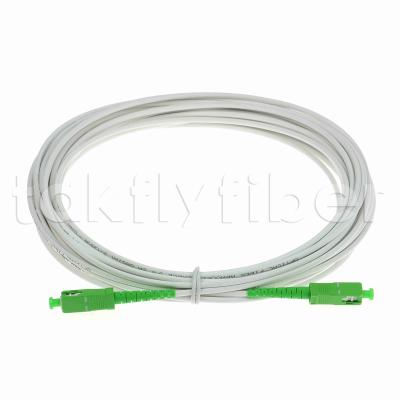 China EN50575 CPR Certified SC APC Fiber Optic Patchcord Armoured Fibre Optic Patch Leads Simplex 3.0mm LSZH White Jacket for sale