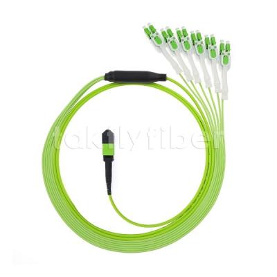 China MPO / MTP Male or Female OM5 Fiber Optic Patch Cord 12F LC APC DX Uniboot for sale