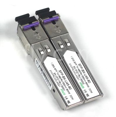 China 1.25G SFP BIDI Module Tx1490/Rx1550nm 80KM SMF DDM LC CISCO JUNIPER HUAWEI COMPATIBLE for sale