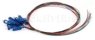 China Telecom Grade 0.9mm 12 Color Fiber Optic Pigtail with SC/UPC Connector in Orange for sale