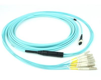 China MPO/MTP-LC Breakout Fiber Optic Patch Cord PC and APC PVC/LSZH SM/MM for sale