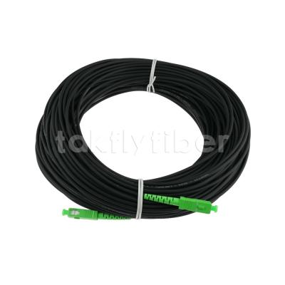 China FTTH Outdoor High Strength 3.0 Kevlar Black TPU Single Mode Fiber Optic Patch Cable SCAPC to SCAPC SM G657B3 for sale