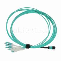 China 12F Fiber Optic Harness MPO-LC Uniboot MPO Breakout Patch Cable, Plenum (OFNP), 0.35dB Max. for sale