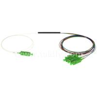 China Fiber Optic PLC Splitter 0.9mm colored outlets Mini Steel Tube SC APC/UPC for Data Center Telecom FTTX for sale