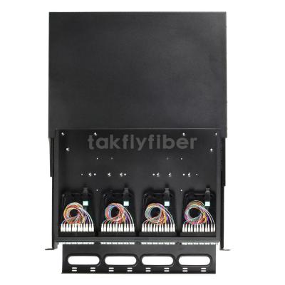 China Takfly 1U/2U Sliding Patch Panel – High-Density Plug-and-Play MTP/MPO to LC Cassette for Up to 192 Fibers for sale