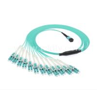 China MPO/MTP to LC Uniboot Breakout Patch Cord – OM3 Multimode, High-Density, Polarity Reversible for 40G/100G Data Centers for sale