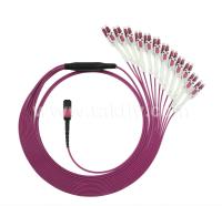 China MPO/MTP-LC Uniboot Breakout Patch Cord – Dual LC in One Boot, Polarity Reversible, 50% Space Saving for 100G/400G Networks for sale