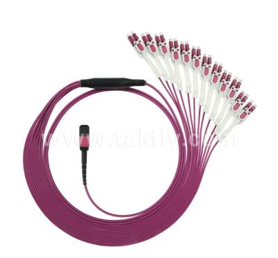 China MPO/MTP-LC Uniboot Breakout Patch Cord – Dual LC in One Boot, Polarity Reversible, 50% Space Saving for 100G/400G Networks for sale