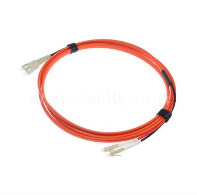 China SC-UPC to LC-UPC OM1 Duplex Flat Twin Fiber Patch Cord 2.0mm Orange Multimode Optical Jumper Cable for sale