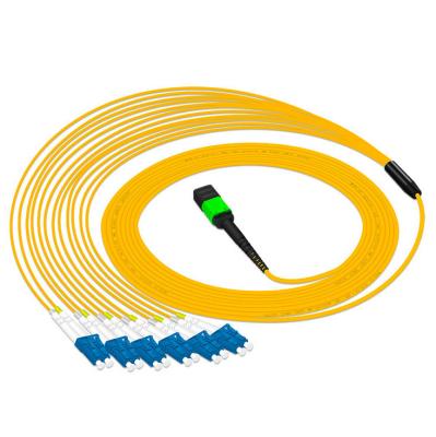 China 10meters 12 fibers MPO MTP to LC single mode G657A1 3.0mm patch cable for sale