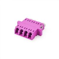 China OM4 LC Quad Magenta Plastic Color Multimode Fiber Optic Adapter for sale