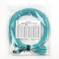 China Fiber Optic OM3 OM4 MTP MPO to LC Breakout Cable 8F 12F 24F 3.0mm LSZH for sale