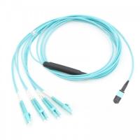 China 8F MPO MTP To LC Aqua OM3 100G Data Center Solution Mpo Fiber Cable for sale