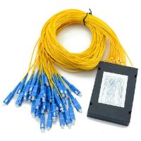 China Fiber Optic 1x16 ABS Box PLC Splitter SC/UPC SM G657A1 1 Meter LSZH 2.0mm for sale