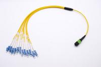 China 12 MPO/MTP-LC/APC SM 3.0mm Breakout Fiber Optic MPO/MTP Jumper with Yellow Jacket for sale