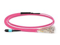 China 3.0mm LSZH OM4 MPO MTP UPC to LC UPC 24 Core Breackout Fiber Optic Patch Cord for sale