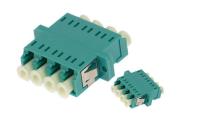 China Green Fiber Optic Adapter Quad LC APC To LC Single Mode Plastic With Flange for sale