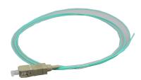 China SC UPC Multimode OM3 0.9mm Aqua LSZH Jacket Fiber Optic Pigtail in FTTx for sale