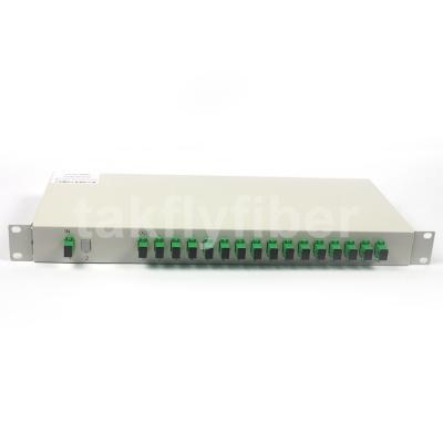 China FTTH Rack Mount Fiber Optic 1x32 PLC Splitter SC APC Connector for sale