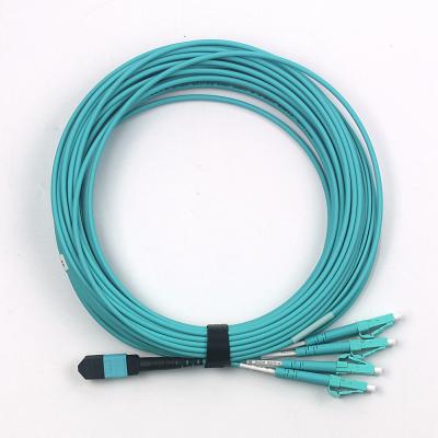 China Fiber Optic Patch Cord MTP MPO cable LC OM3 8F 12F 24F 3.0mm LSZH for sale