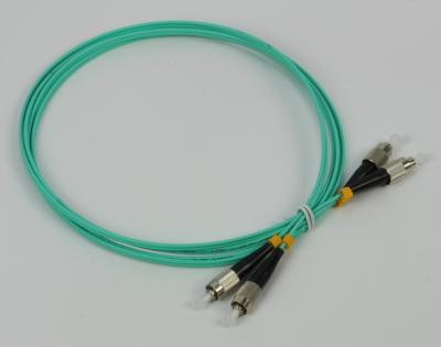 China FC Duplex 2.0mm OM3 50/125um Fiber Optic Patchcord LSZH PVC Aqua for sale