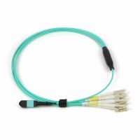 China 12 Cores MPO 6LC DX Om3 Fanout MPO Fiber Optic Patch Cord for sale