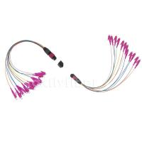 China Female To LC Fiber Optic MPO Patch Cord OM4 Violet 12/24 Cores for sale