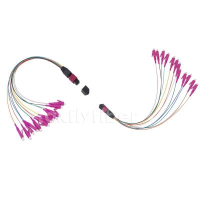 China Female To LC Fiber Optic MPO Patch Cord OM4 Violet 12/24 Cores for sale