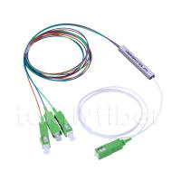 China 1x3 Fiber Optic PLC Splitter 0.9mm Mini Steel Tube SC APC Blockless SM G657A1 for sale