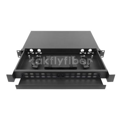 China OS2 OM3 OM4 FC ST LC SC 1U Fiber Optical Drawer Patch Panel 24 Cores Sliding ODF for sale