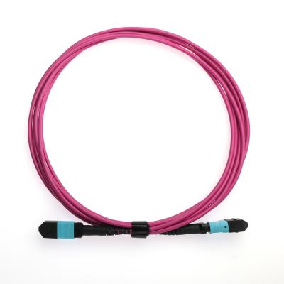 China 12 Fibers OFNP Plenum OM4 Magenta MTP Fiber Patch Cord for sale