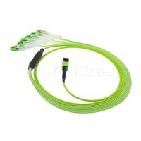 China MPO/MTP Female To LC OM5 Multimode Breakout Cable Lime Green for sale