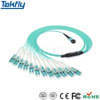 China 10Gbs OM4 24Fiber MTP To 12 Duplex Uniboot LC Breakout Cable LSZH 24C Fanout MPO OFNR for sale