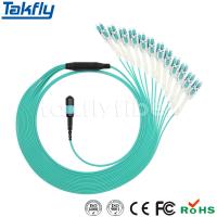 China 10Gbs OM4 24Fiber MTP To 12 Duplex Uniboot LC Breakout Cable LSZH 24C Fanout MPO OFNR for sale