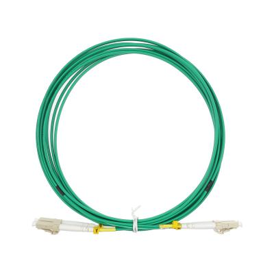 China LC UPC Duplex OM3 LSZH Patch Cord Fiber Cable Multimode Green Color for sale