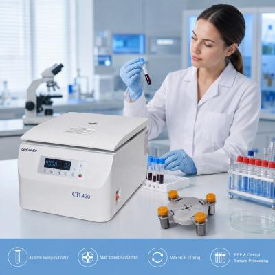 China CTL420 Swing Out Rotor P-R-P PRF Centrifuge 4200rpm 4x50ml Horizontal Low Speed Tabletop Lab Centrifuge for sale