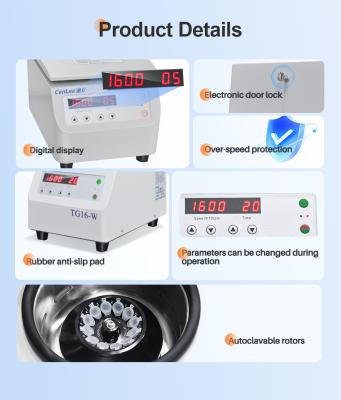 China TG16-W High Speed Micro Centrifuge Instant Spin Continuous Mode 12 Positions 1.5/2.2ml Tubes Brushless Motor Stainless Steel for sale