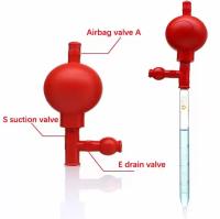 China Factory Price With 3 Openings Red Pipetting Ball Quantitative Suction Bulb Rubber Pipette Filler Lab Suction Ball Pipette for sale