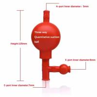 China Factory Price With 3 Openings Red Pipetting Ball Quantitative Suction Bulb Rubber Pipette Filler Lab Suction Ball Pipette for sale