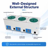 China HH-S3 Triple Chamber Thermostatic Water Bath 100°C 900W Independent Control for Laboratory Sample Heating and Incubation for sale