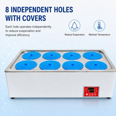 China Cenlee Aquaculture Hygiene Education Lab Safe Heating HH-8 8-Hole PID Control 100°C Water-Shortage Protection Digital Water Bath for sale