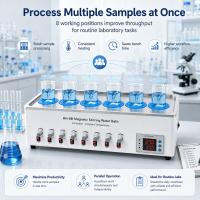 China Cenlee Digital 8-Position Magnetic Stirring Water Bath 100°C Independent Speed Control for Water Testing and Sample Preparation for sale
