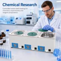 China Cenlee 304 Stainless Steel 3-Chamber Constant Temperature Water Bath with ±0.5°C Stability for Biochemical Labs for sale
