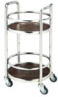 China Restaurant Supply Equipment 2 Layer Liquor Trolley Round With 4 Swivel Castors for sale
